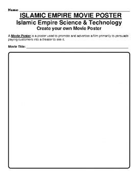 Islamic Empire Science Technology Movie Poster WebQuest Worksheet