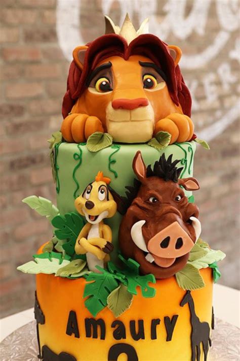2 Tier Lion King Theme Sculpted Birthday Cake