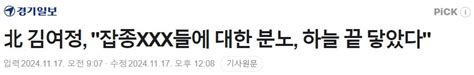北 김여정 혐오스러운 잡종xxx들에 대한 분노가 하늘 끝에 닿았다 유머움짤이슈 에펨코리아
