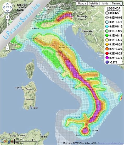 Mappa interattiva con pericolosità Rischio Sismico in Italia