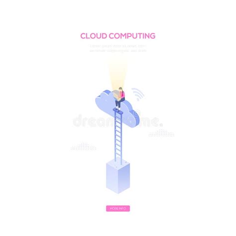 Cloud Computing Line Design Website Banner Stock Vector Illustration Of Cloud Internet