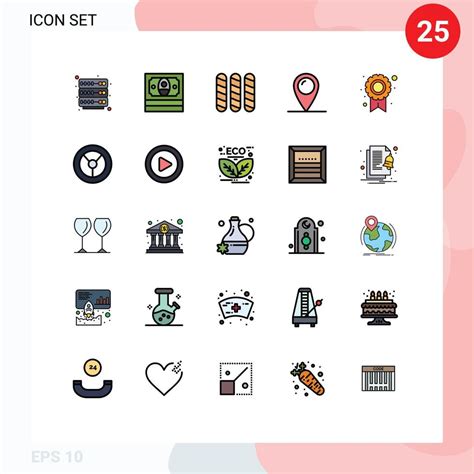 25 User Interface Filled Line Flat Color Pack Of Modern Signs And Symbols Of Wheel Settings Loaf