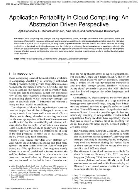 Pdf Application Portability In Cloud Computing An Abstraction Driven