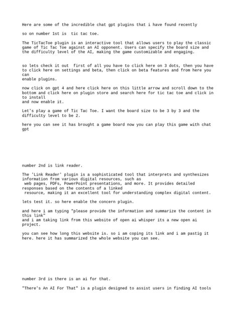 Chat Gpt Plugins Pdf Artificial Intelligence Intelligence Ai
