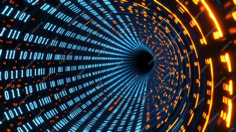 Digital Binary Code Tunnel Futuristic Technology Background Premium Ai Generated Image