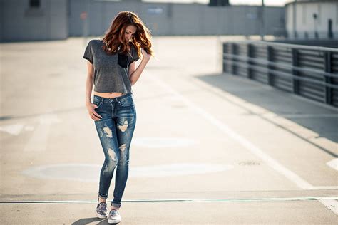 Download Denim Jeans Girl Photography Wallpaper