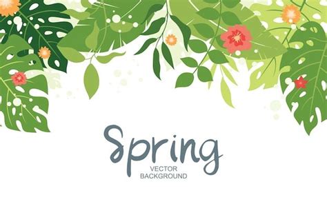 식물 잎 및 꽃 조성 간단하고 트렌디 한 스타일의 열대 배경 프리미엄 벡터 Flower Wreath