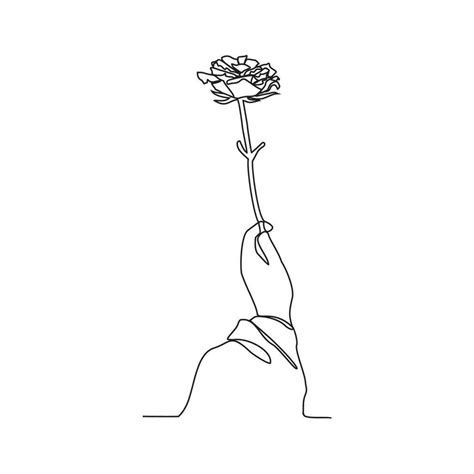 uno continuo línea dibujo de un mano es participación un hermosa flor un Rosa en sencillo