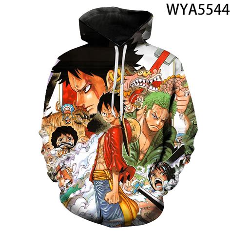 เสื้อกันหนาวลําลอง มีฮู้ด พิมพ์ลายคอมมิก One Piece 3d สไตล์สตรีท แฟชั่น