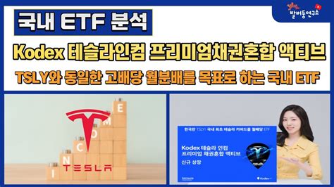 Kodex 테슬라인컴프리미엄채권혼합 액티브 Tsly와 동일한 고배당 월분배를 목표로 하는 국내 Etf Youtube