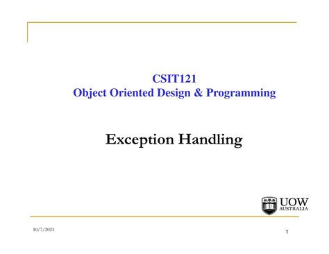 05 Exception Notes 107 1 Exception Handling Csit Object Oriented