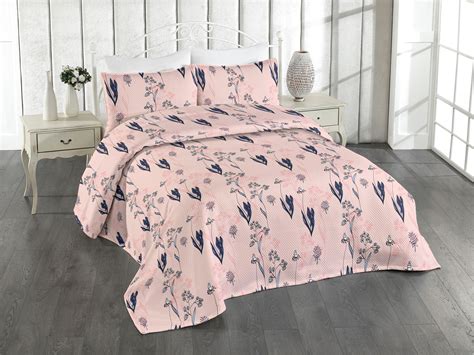 Ambesonne Springtime Quilted Bedspread Set 3 Pcs Jungle Boho Flowers