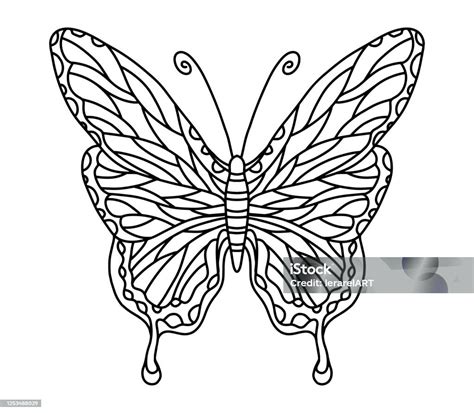 성인과 어린이를위한 나비와 벡터 색칠 공부 아름다운 날개가있는 곤충색칠 공부책 색칠을 위한 색칠 페이지입니다 작은 세부 사항과 패턴장식 색칠 0명에 대한 스톡 벡터 아트 및