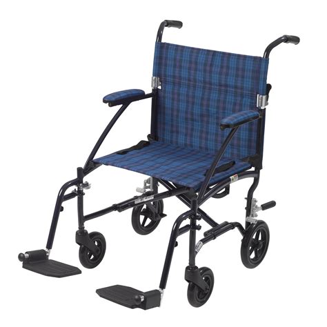 Drive Fly Lite Ultra Lightweight Aluminum Transport Chair 19 Blue