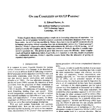 On The Complexity Of Idlp Parsing Acl Anthology