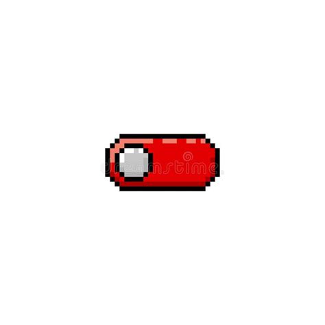 Vector Illustration Of Pixelated Red On Off Button Retro Video Game Ui