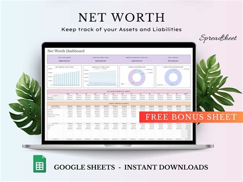 Net Worth Tracker Spreadsheet Template For Google Sheets Net Etsy