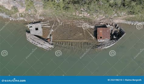 Aerial View Of Remains Of Galeas Vessel Tamara Stock Footage Video