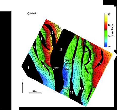 Time Structure Map Of The Base Cretaceous Syn Rift Section Kora Area