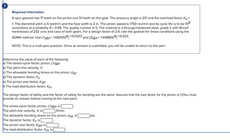 Solved Required Information A Spur Gearset Has 17 Teeth On Chegg