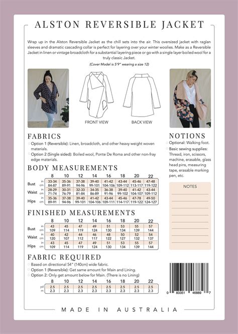 Sew To Grow Alston Reversible Jacket Pattern