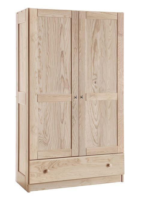 Armoire bois massif 2 portes 1 tiroir ESAT LE HAMEAU Brut à peindre