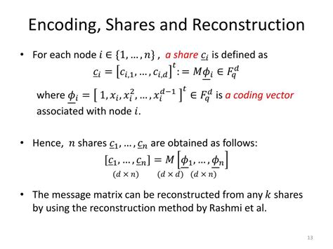 Ppt Secret Sharing Schemes Based On Minimum Bandwidth Regenerating