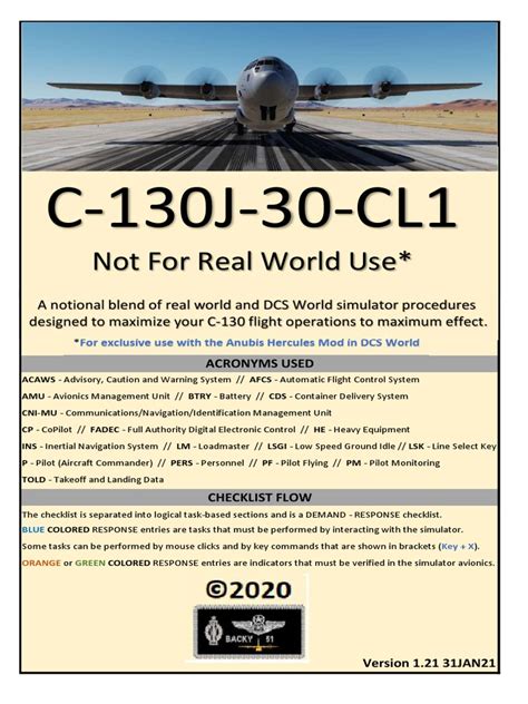 C 130j 30 Tac Checklist V1 21 Pdf Takeoff Avionics