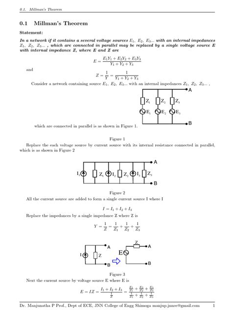 Millman Thevenin Theorem Pdf Electronic Circuits Electricity