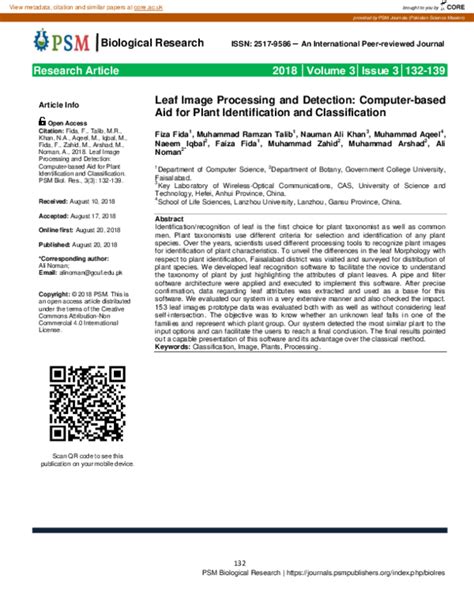 Pdf Leaf Image Processing And Detection Computer Based Aid For Plant Identification And