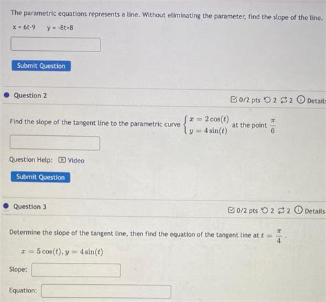 Solved The Parametric Equations Represents A Line Without