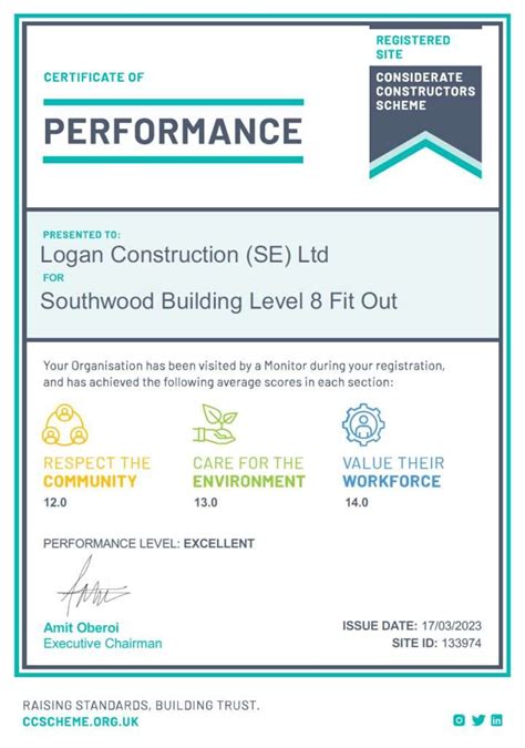 Another Excellent Considerate Constructors Score Logan Construction