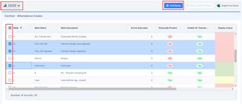 How To Distribute Attendance Codes And Subcodes From Within Vision