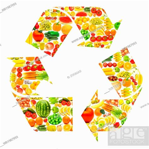 Recycle Symbol Made From Various Fruits And Vegetables Stock Photo
