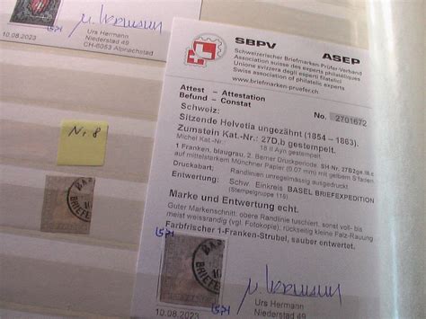 Nr Strubel D b SBK mit Attest wertvoll Neu gemäss Beschreibung in Uetendorf für