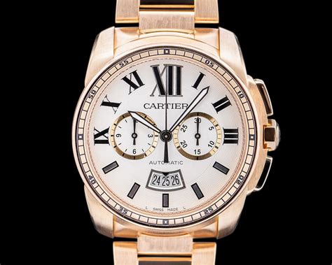 56013 Cartier Calibre De Cartier Chronograph Silver Dial Rg