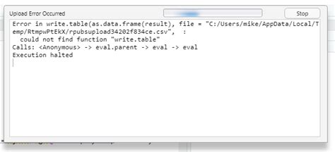 Cant Publish To Rpubs Error Dialog Cannot Find Writetable