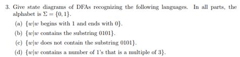 Solved Give State Diagrams Of DFAs Recognizing The Following Chegg