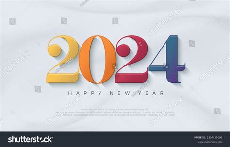 Happy New Year 2024 Number Clean เวกเตอร์สต็อก ปลอดค่าลิขสิทธิ์