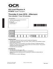 June 2016 QP Paper 2 OCR A Physics AS Level Pdf Oxford Cambridge And RSA AS Level Physics