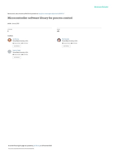 Microcontroller Software Library For Process Control January 2015