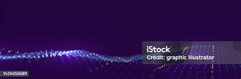 다이나믹 블루와 퍼플 도트 풍경 추상적인 디지털 웨이브 배경 네트워크 데이터 구조 점 격자 시각화 기술 벡터 일러스트레이션 0명에 대한 스톡 벡터 아트 및 기타 이미지