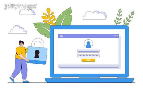 Flat Laptop Computer With People Padlock And Password Security Access Or Verification Code