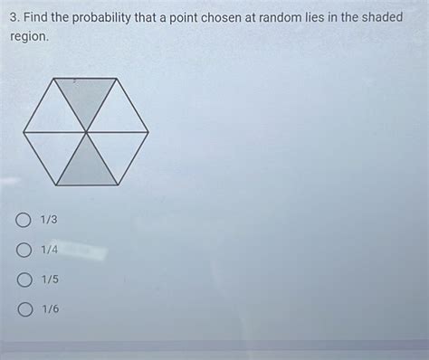 Solved 3 Find The Probability That A Point Chosen At Random Lies In