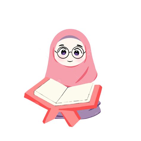 Cartoon Muslim Girl Reading Al Quran Muslim Cartoon Hatam Al Quran Holiday Cartoon Png