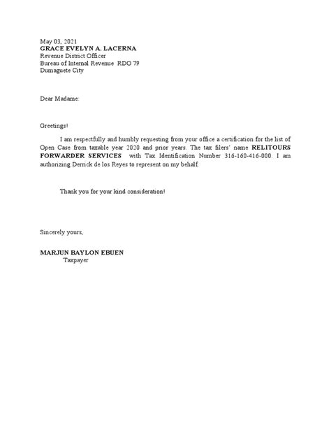 Request Letter Open Case Pdf