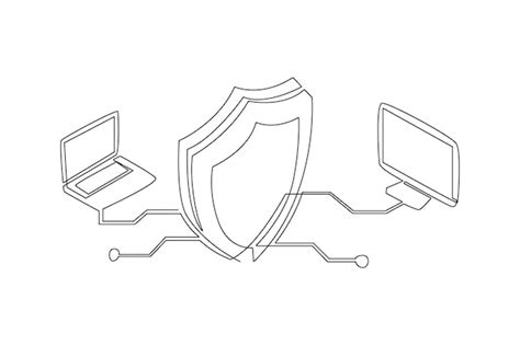 Premium Vector One Continuous Line Drawing Of Digital Security