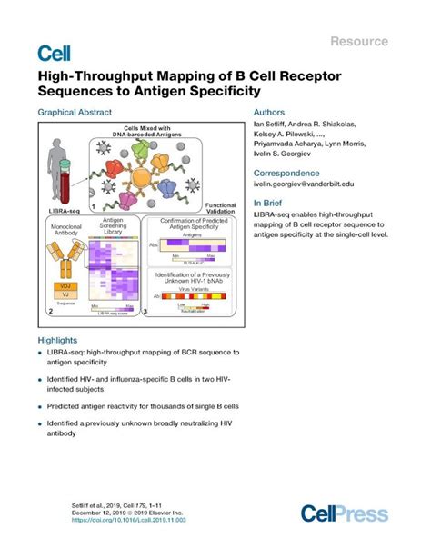 Pdf High Throughput Mapping Of B Cell Receptor Sequences To · Libra Seq Is High Throughput
