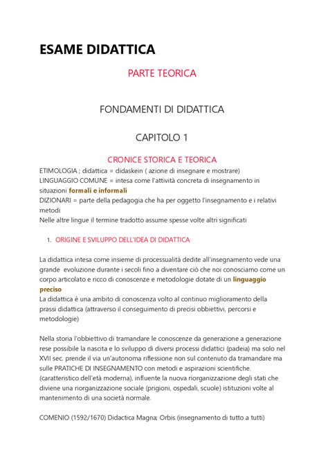 Riassunto Fondamenti Di Didattica Appunti Di Didattica Generale E