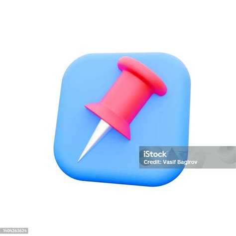 Ikon Tombol Render 3d Pin Tekan Merah Terisolasi Pada Latar Belakang